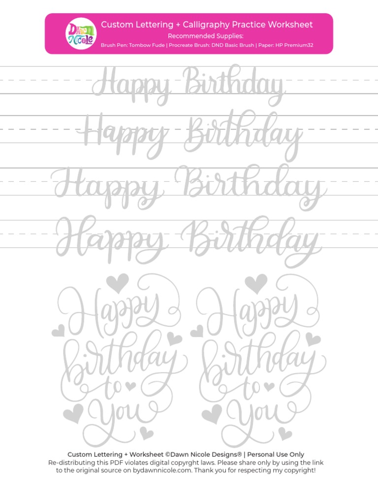 Happy Birthday Practice Worksheets | PDF