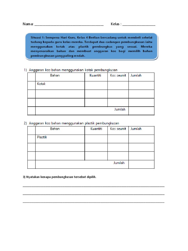 Lembaran Kerja RBT Tahun 4 14 Jun 2021 | PDF