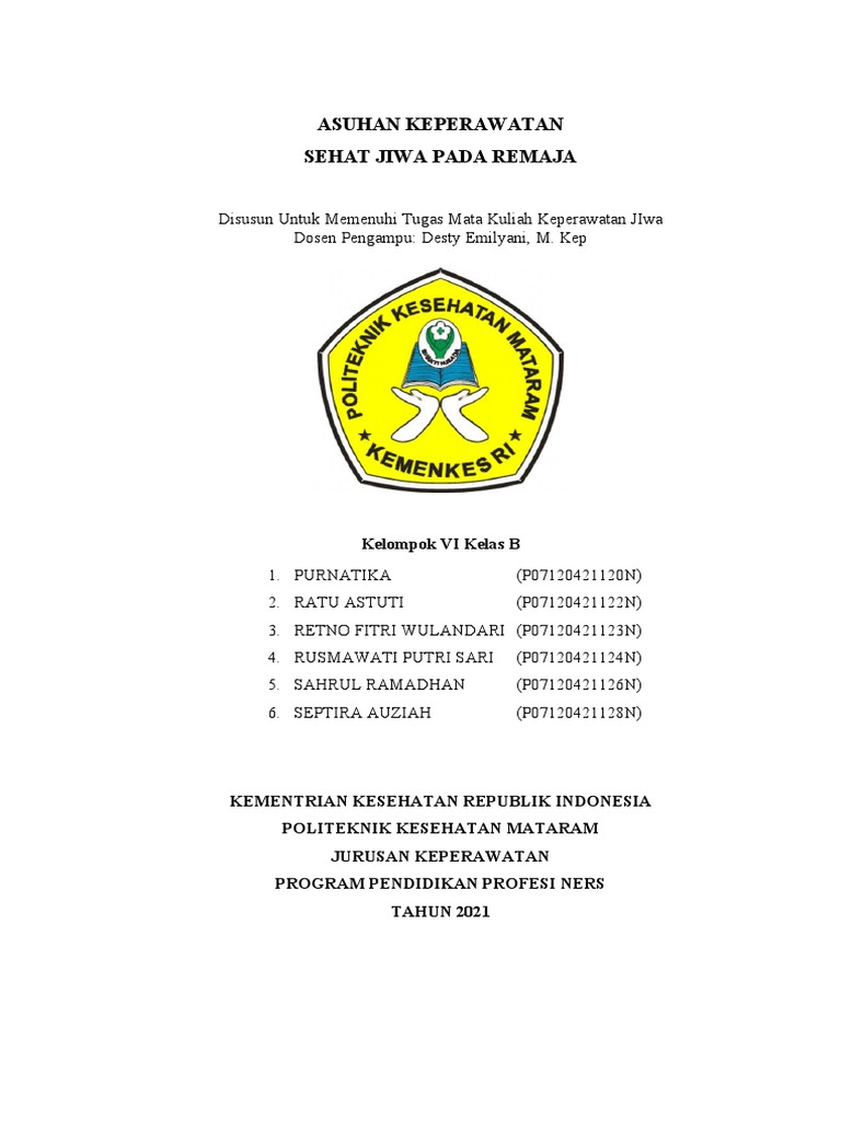 ASUHAN KEPERAWATAN SEHAT JIWA PADA REMAJA | PDF
