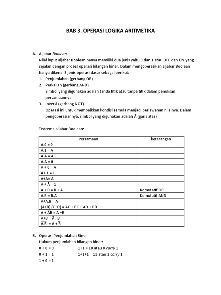 BAB 3 Operasi Logika Aritmetika | PDF