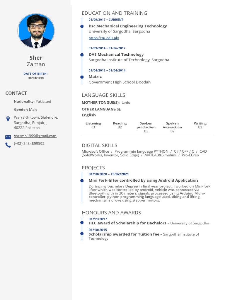 Sher Zaman Europass CV | PDF | Technology & Engineering