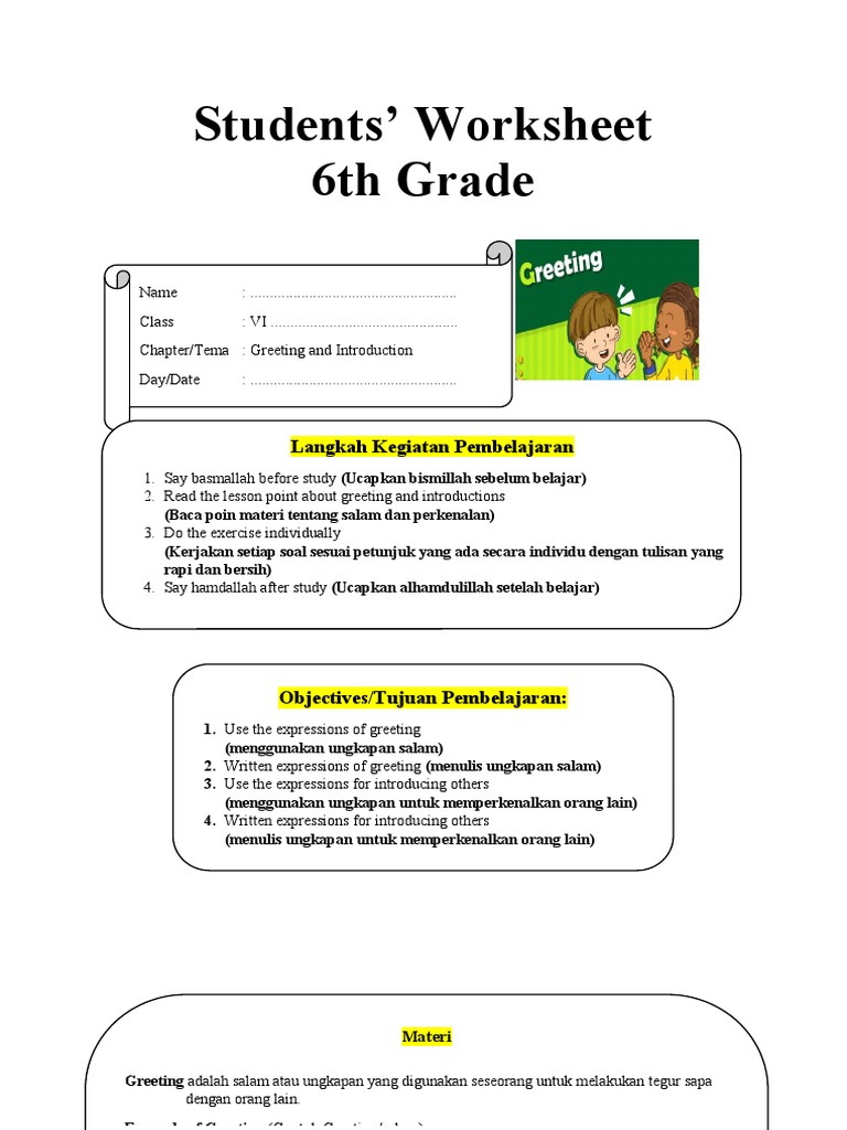 Students' Worksheet 6th Grade: Langkah Kegiatan Pembelajaran | PDF