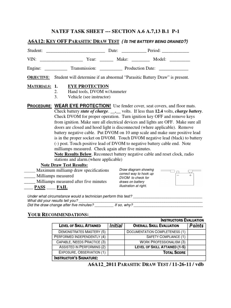 Natef Task Sheet - Section A.6 A.7,13 B.1 P-1 A6A12: K OFF P D T ...