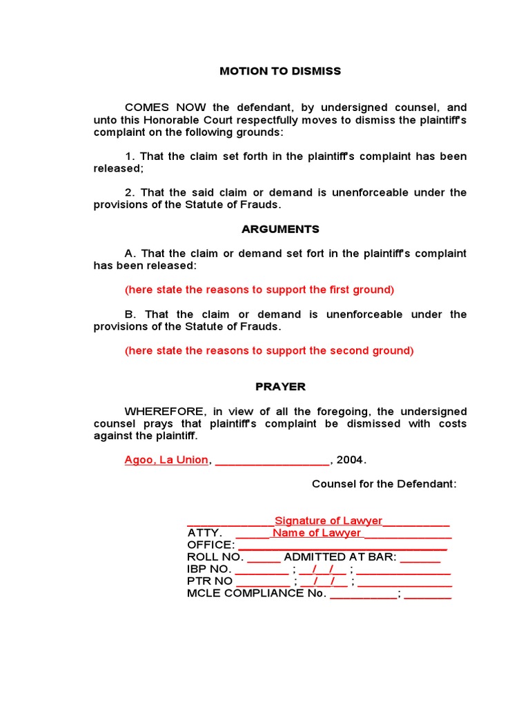 Motion To Dismiss | PDF