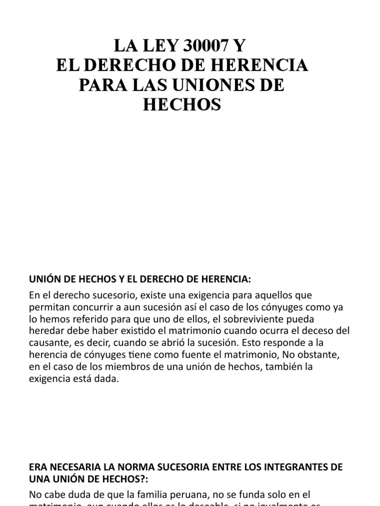 La Ley 30007 y | PDF | Matrimonio | Herencia
