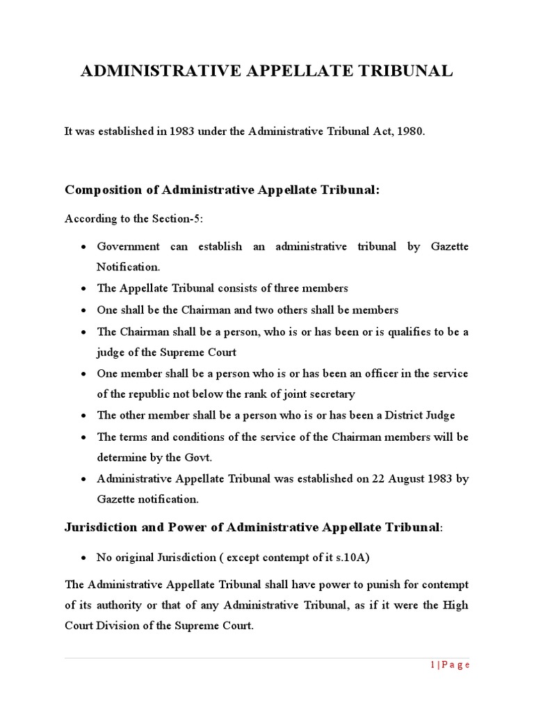 Administrative Appellate Tribunal Pdf Politics Law