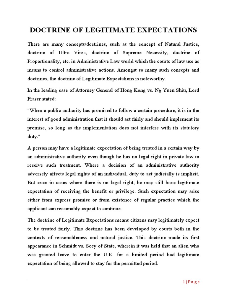 Doctrine of Legitimate Expectations | PDF | Public Sphere ...