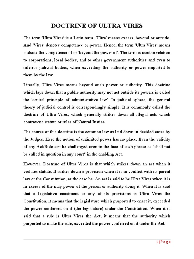 Doctrine of Ultra Vires | PDF | Constitution | Jurisdiction