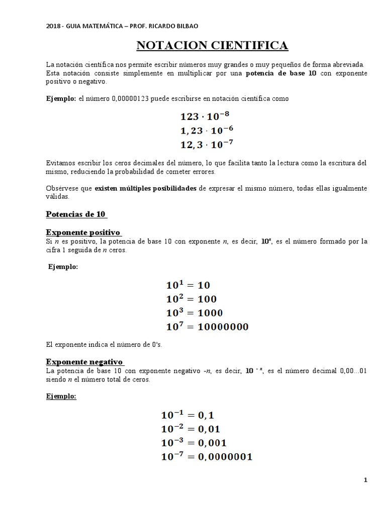 Notacion Cientifica (Reglas y Ejemplos) | PDF