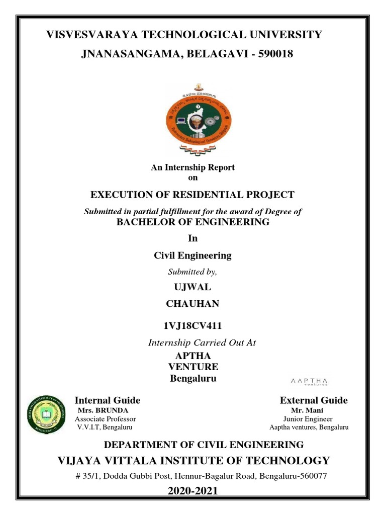 Civil Engineering Internship Report | PDF | Cement | Stairs