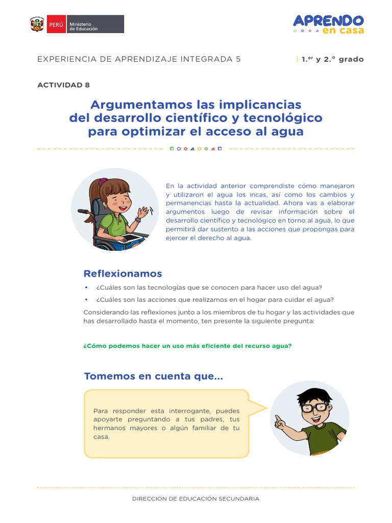 Exp5 Secundaria 1y2 Exploramosyaprendemos Act08cienciatecnologiayelagua | PDF | Agua | Aprendizaje