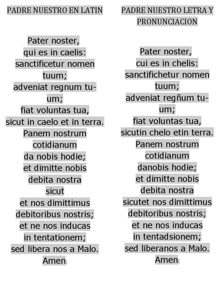 Padre Nuestro en Latin | PDF