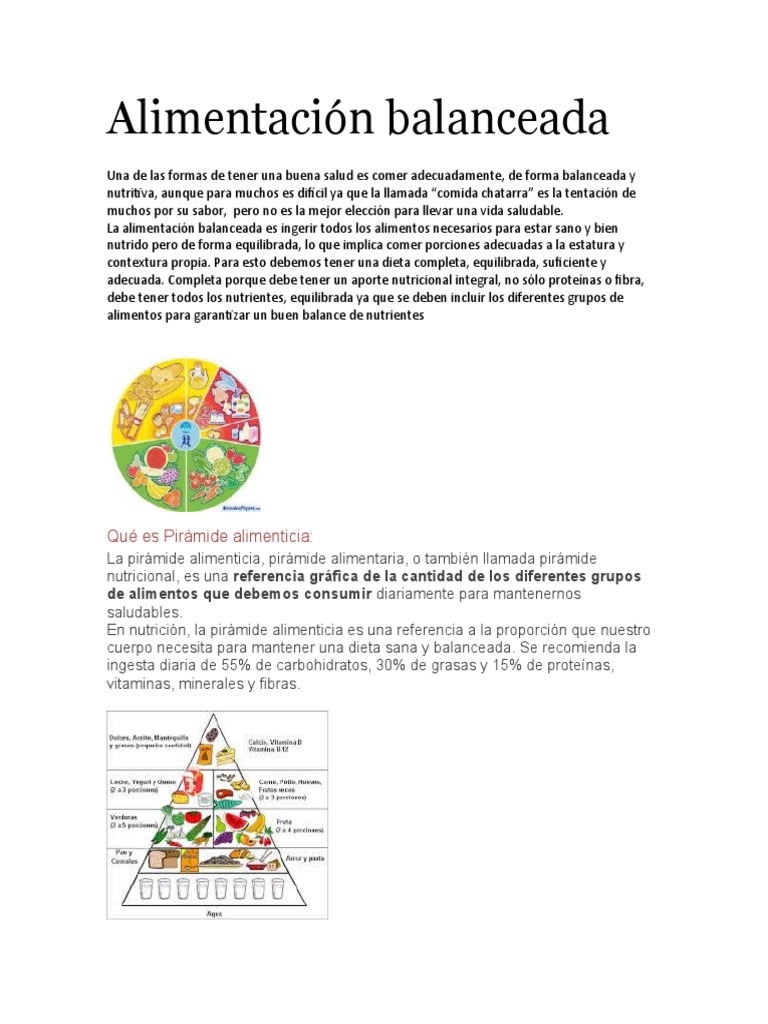 Alimentación Balanceada | PDF | Alimentos | Nutrición