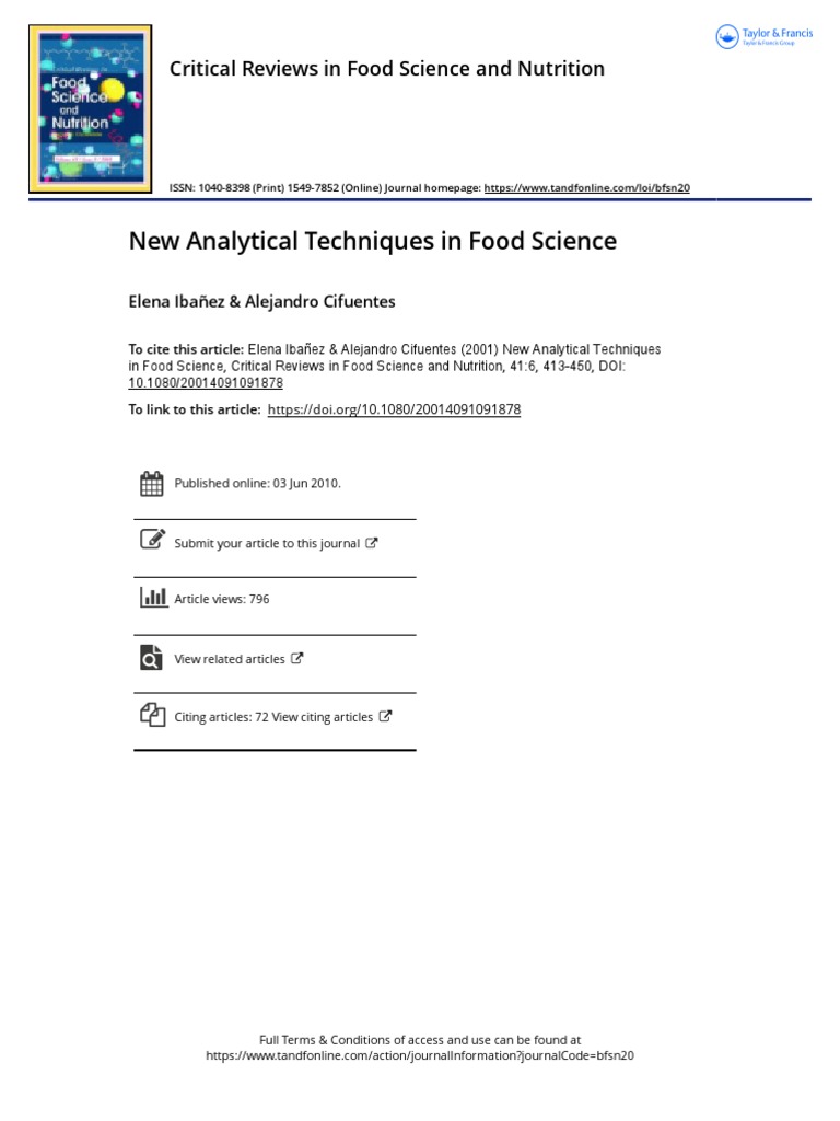 New Analytical Techniques in Food Science | PDF | Mass Spectrometry ...