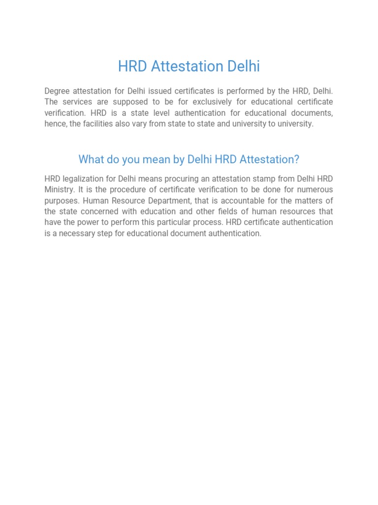 HRD Attestation - Delhi | PDF