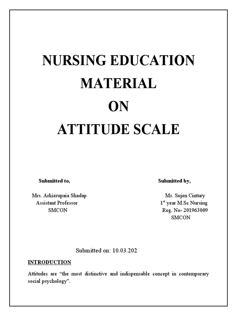Nursing Education Material ON Attitude Scale | PDF | Likert Scale ...