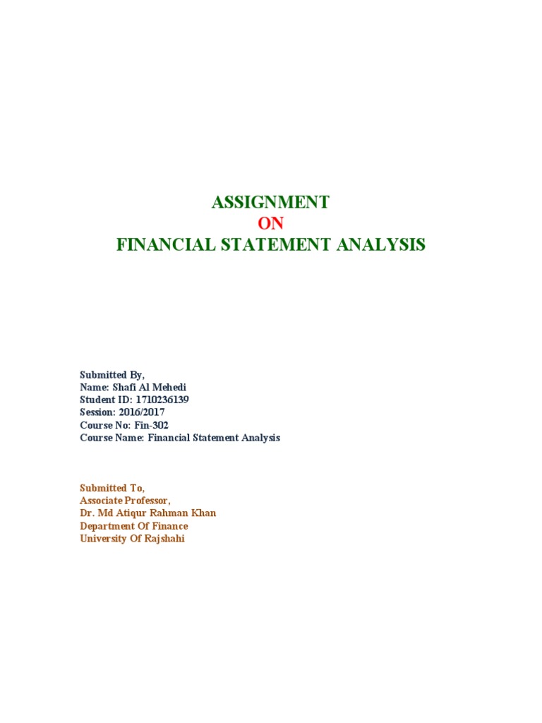 Assignment Financial Statement Analysis | PDF | Revenue | Return On ...