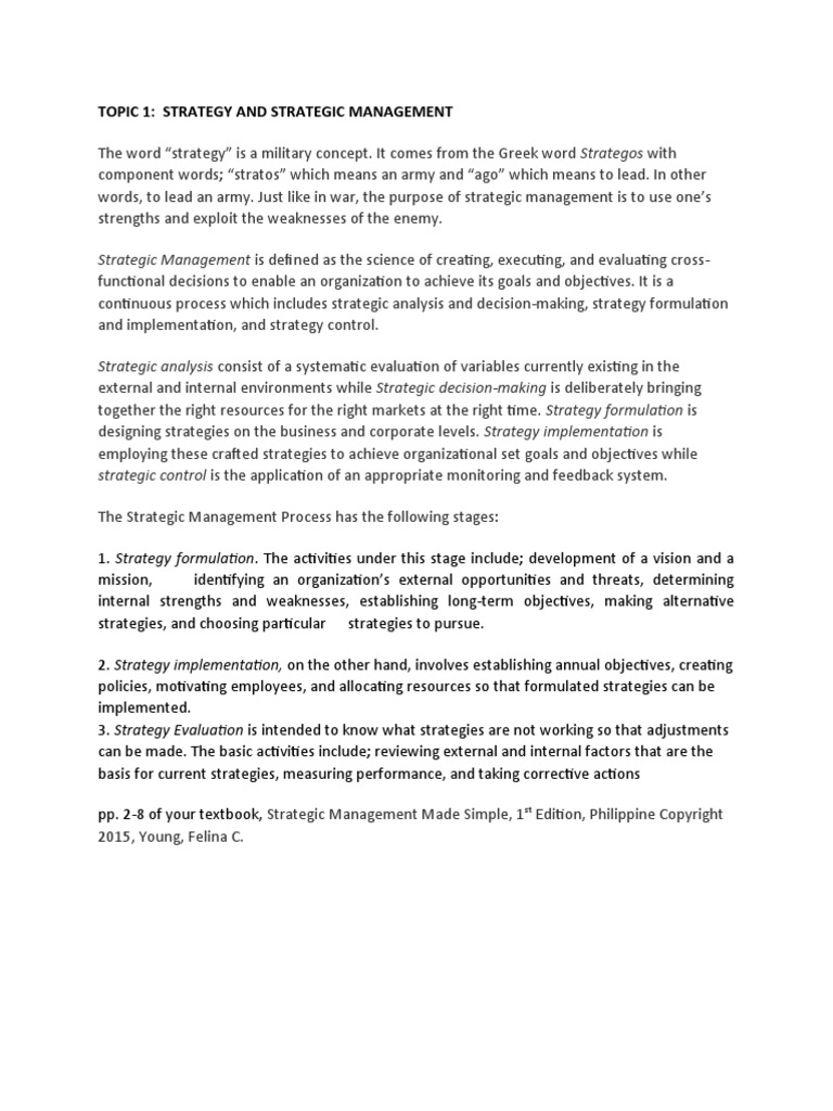 TOPIC 1 Strategy and Strategic Management | PDF