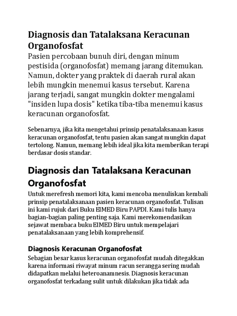 Tatalaksana Keracunan Organofosfat | PDF