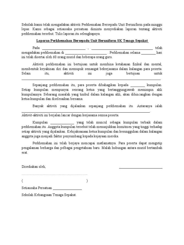 Contoh Karangan Format Laporan | PDF