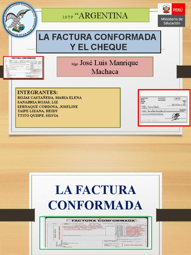Factura Conformada y Cheque | PDF | Cheque | Bancos