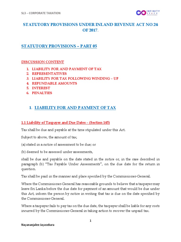 Statutory Provisions Part 05 | PDF | Taxes | Taxpayer