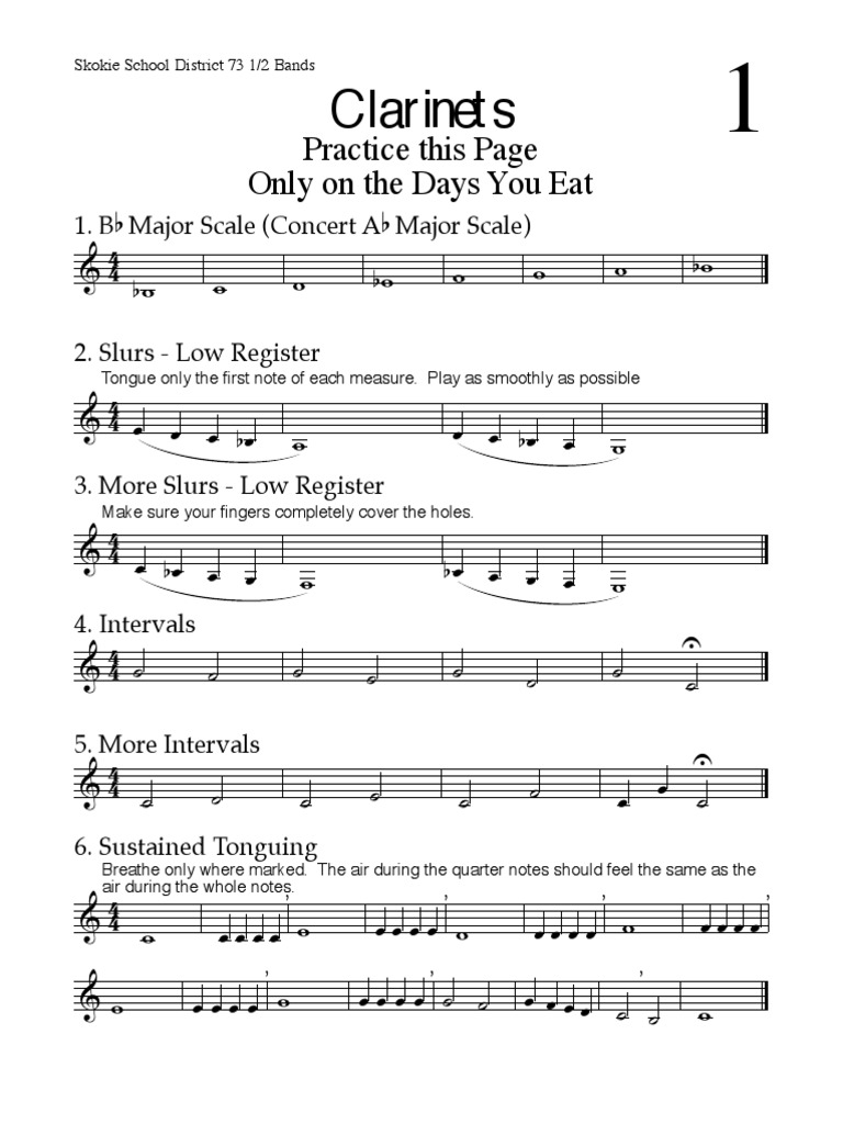 Clarinets - Instrument Warm-Ups For Wind Band | PDF | Musical ...