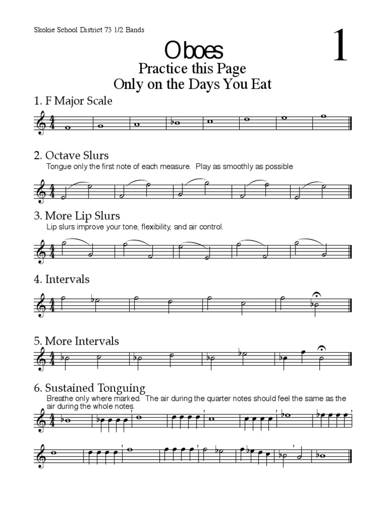 Oboe - Instrument Warm-Ups For Wind Band | PDF