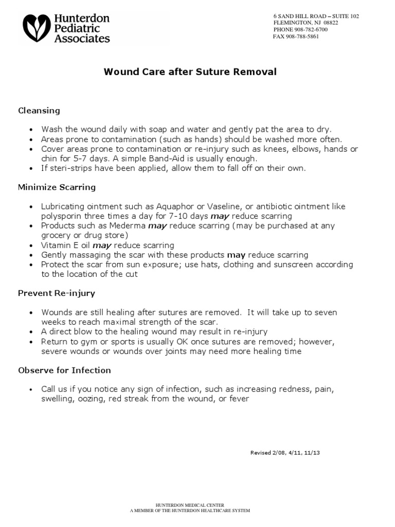 Wound Care Instructions Post-Suture Removal | PDF