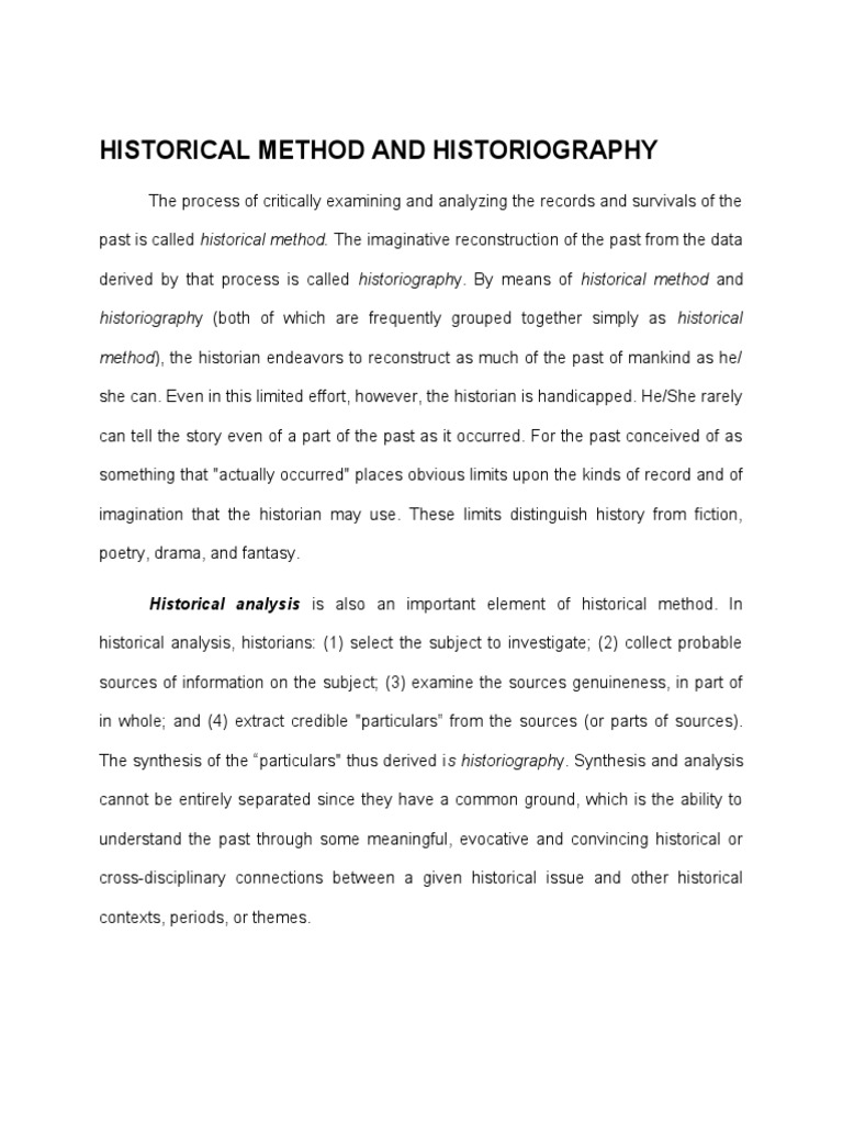 Historical Method and Historiography | PDF