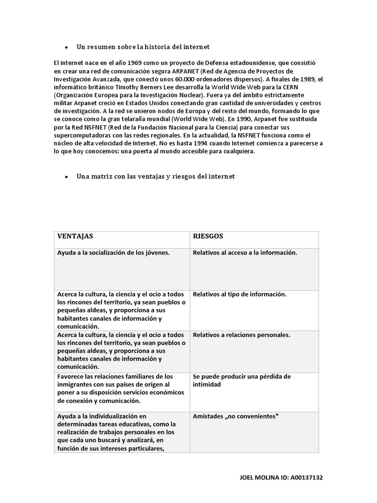 Unidad 4. Actividad 1. Internet. Entregable | PDF | Internet ...