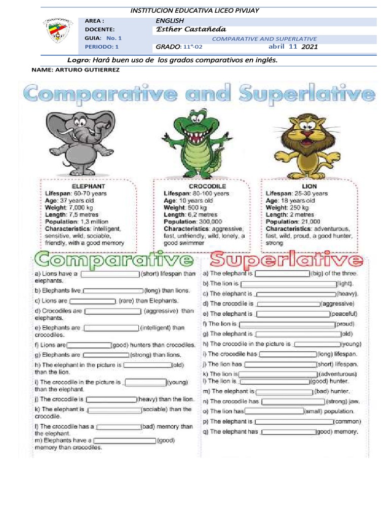 Activity Comparative and Superlative 11° | PDF