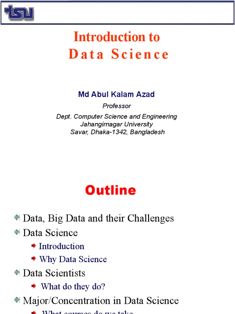 Lecture-1 Introduction To Data Science | PDF | Data Science | Big Data