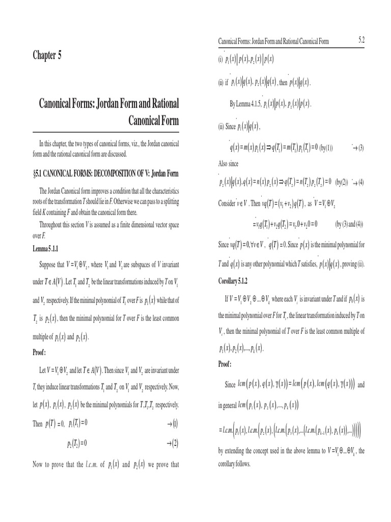 Canonical Forms: Jordan Form and Rational Canonical Form | PDF ...