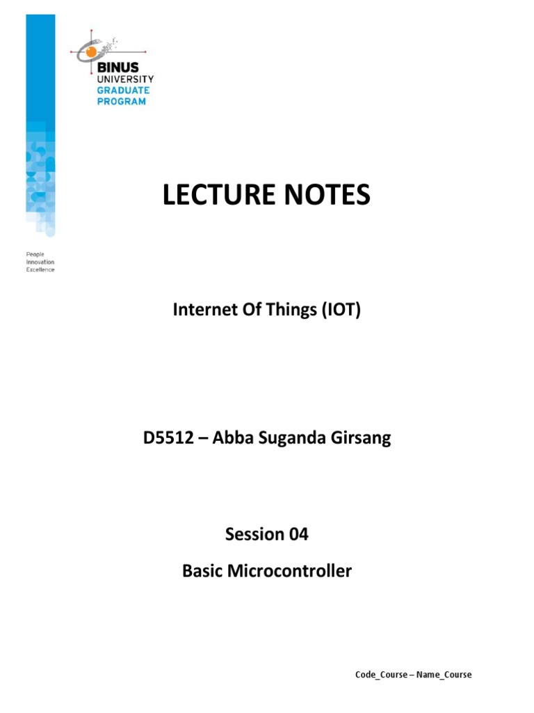 Lecture Notes: Internet of Things (IOT) | PDF