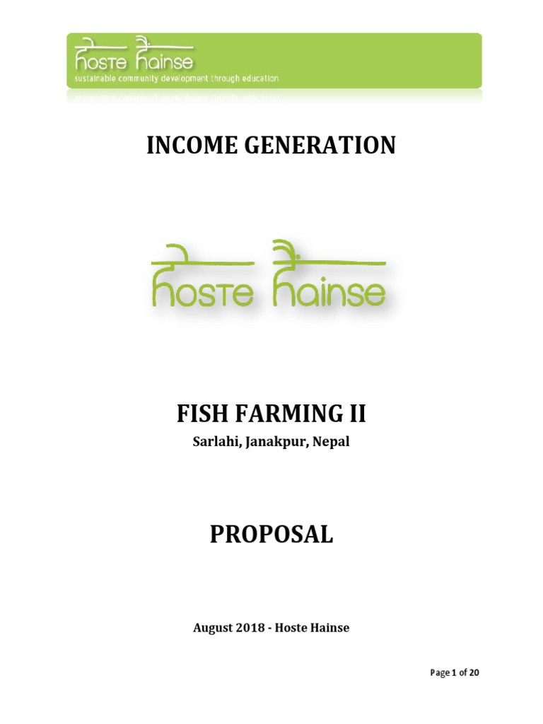 Fish Farming Proposal for Hoste Hainse | PDF | Investing | Teachers