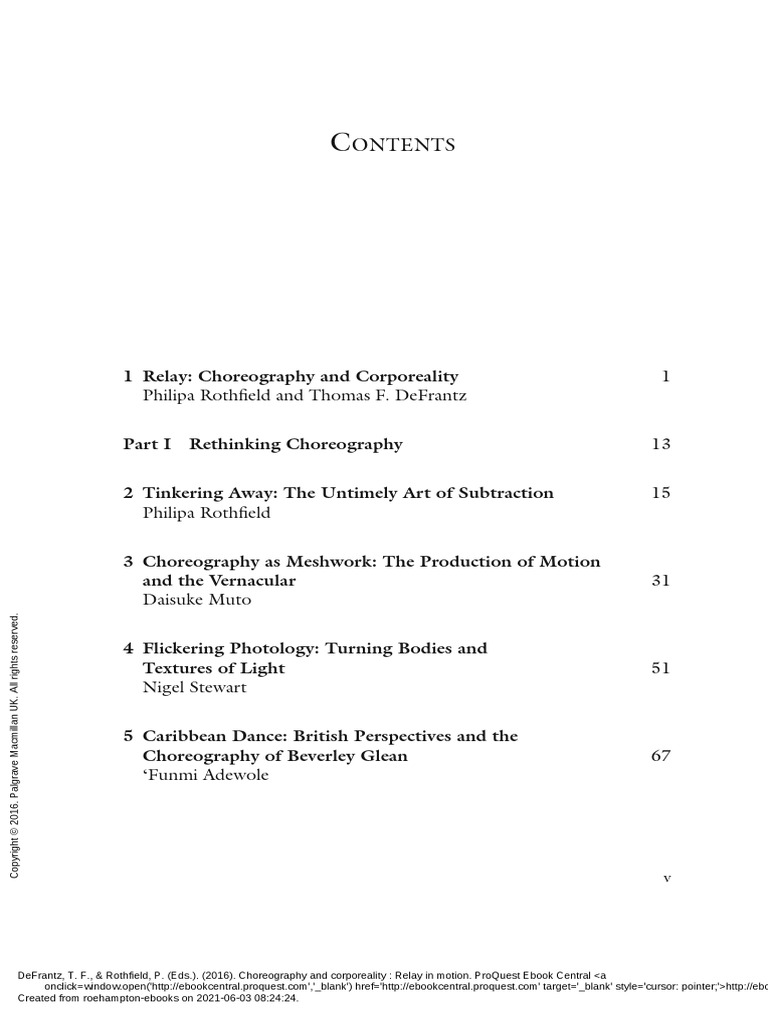 Choreography - and - Corporeality - Relay - in - Motion - Table of ...