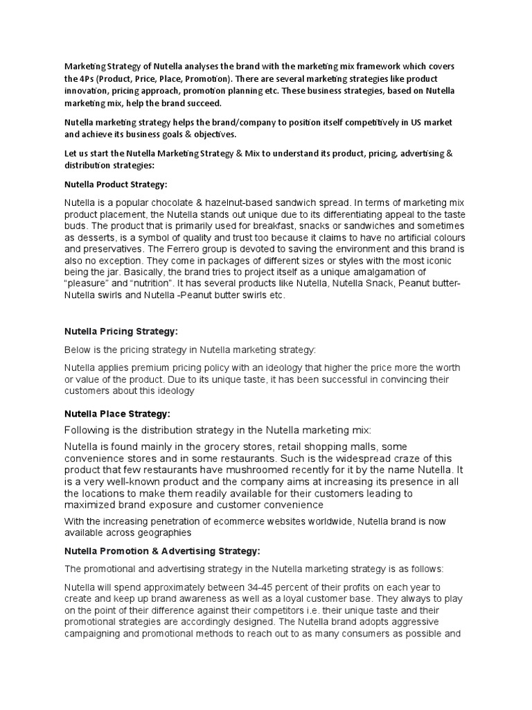 Marketing Strategy of Nutella Case Study Answers | PDF | Brand | Marketing