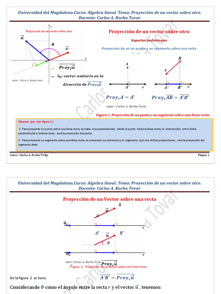 Proyección de Un Vector Sobre Otro. P.Z. | PDF | Vector Euclidiano ...