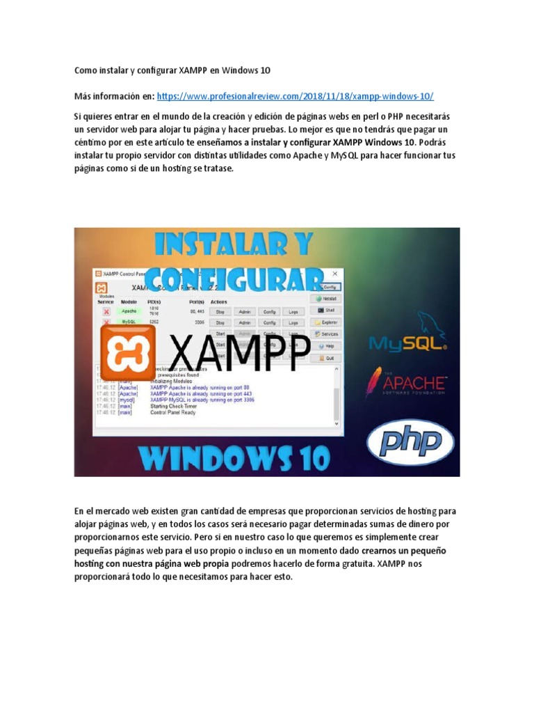 Como Instalar y Configurar XAMPP en Windows 10 | PDF | Php | Mi sql