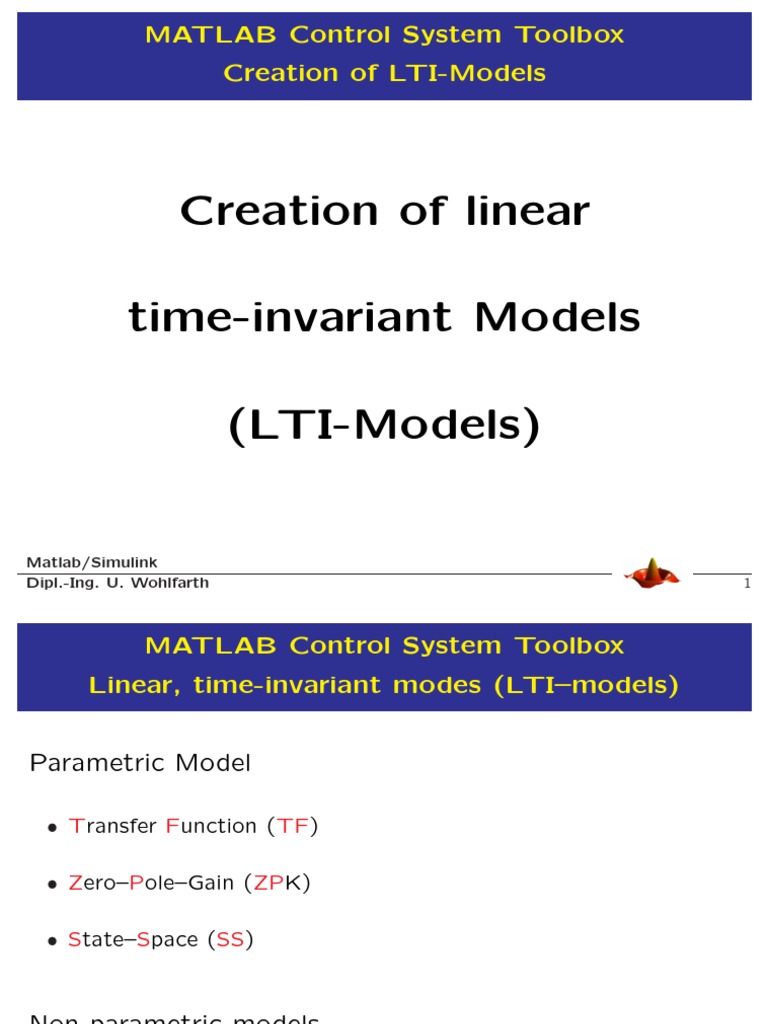 Creation Of Linear Time Invariant Models Lti Models Pdf Systems