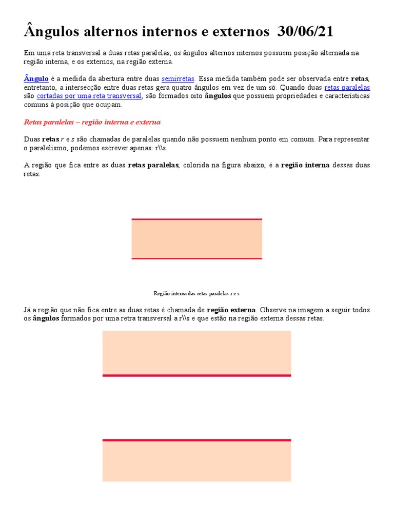 Ângulos Alternos Internos e Externos | PDF | Ângulo | Linha (Geometria)