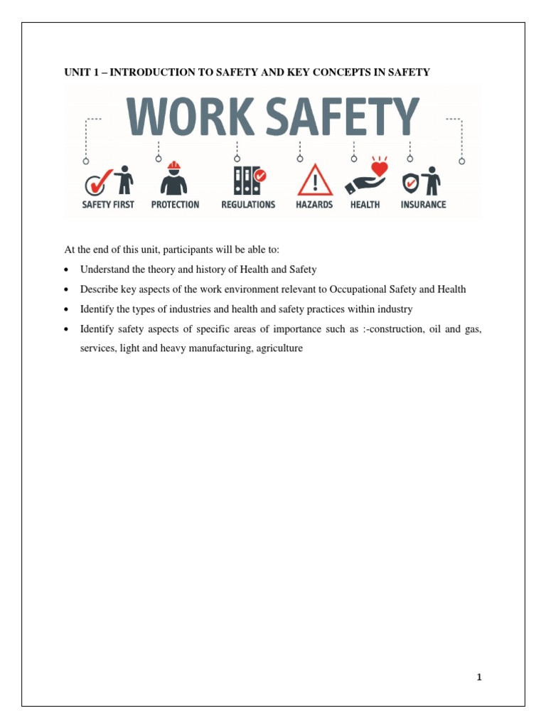 Unit 1 Introduction To Safety-1 | PDF | Occupational Safety And Health ...