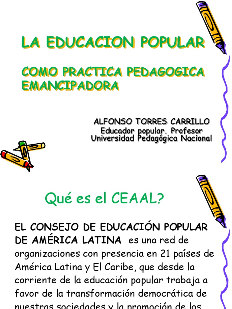 La Educación Popular Como Práctica Pedagógica Emancipadora | PDF ...