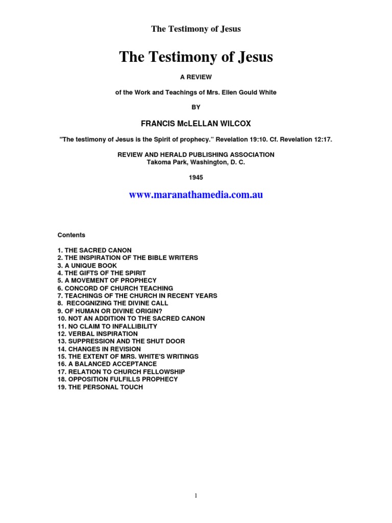 The Testimony of Jesus | PDF | Spiritual Gift | Prophecy