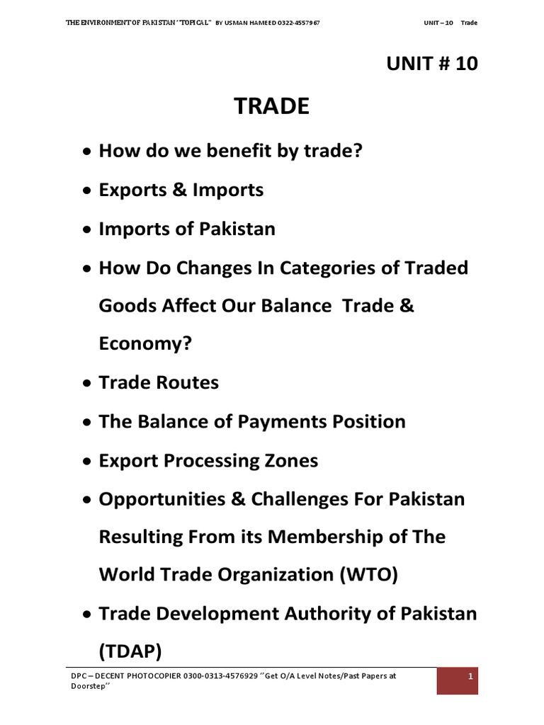 Topic 10 - Trade | PDF | Exports | Imports