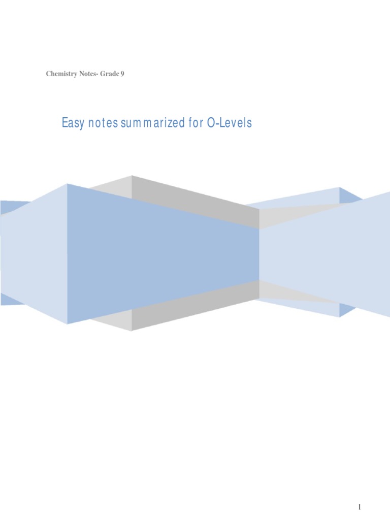 Easy Notes Summarized For O Levels | PDF | Mole (Unit) | Chemical Bond
