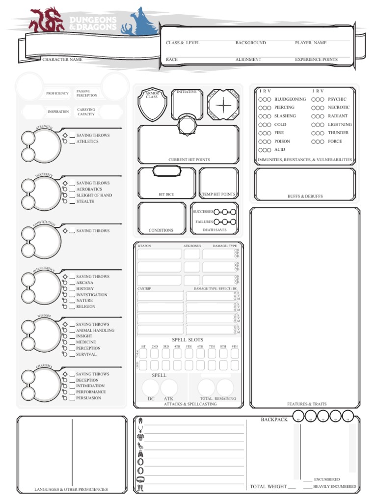 Revamped Character Sheet 5e | PDF | Leisure Activities | Role Playing Games