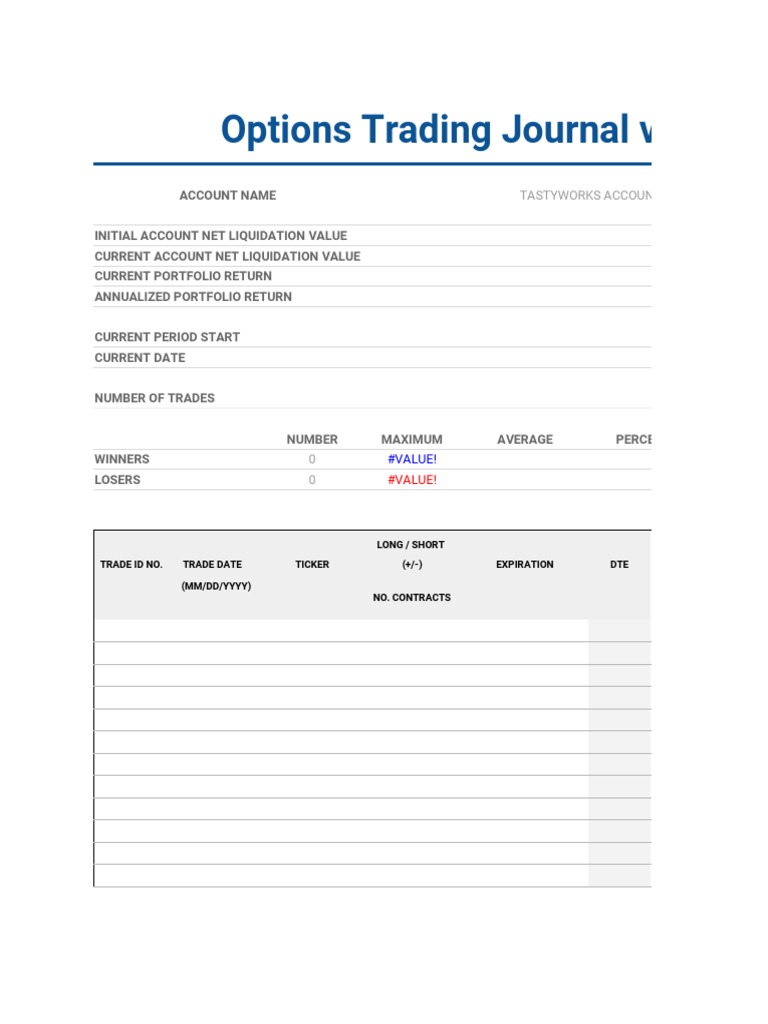 Options Trading Journal Overview | PDF | Option (Finance) | Financial ...