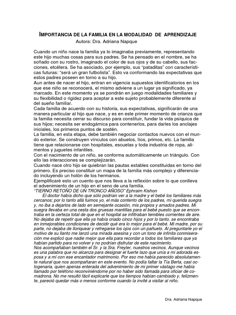 Importancia de La Familia en La Modalidad de Aprendizaje | PDF ...